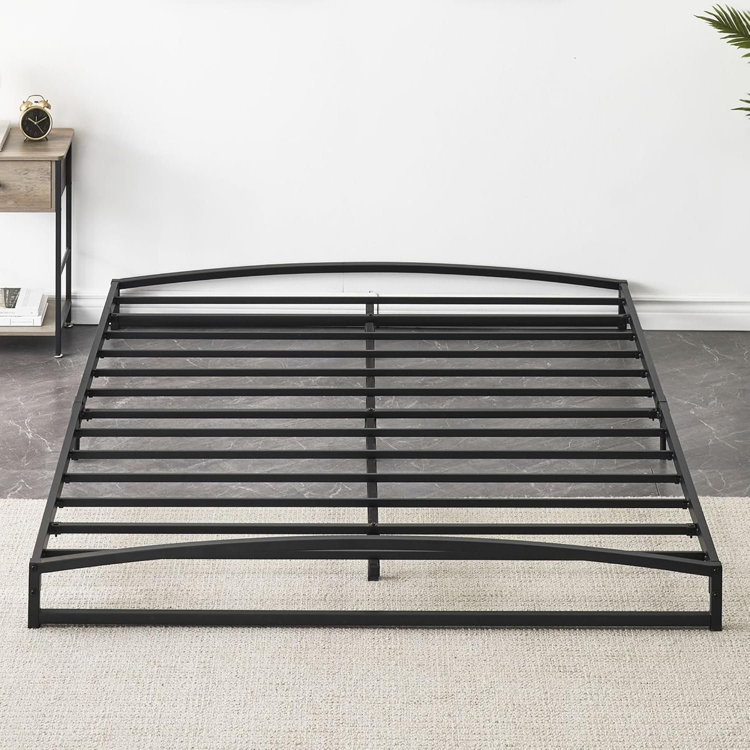 Low Bed Frame, 10 Inch Queen Size Metal Platform Bed Frame with Arch ...