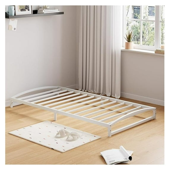 Low Bed Frame, 6 in Twin Size Metal Platform Bed Frame with Arch Design ...