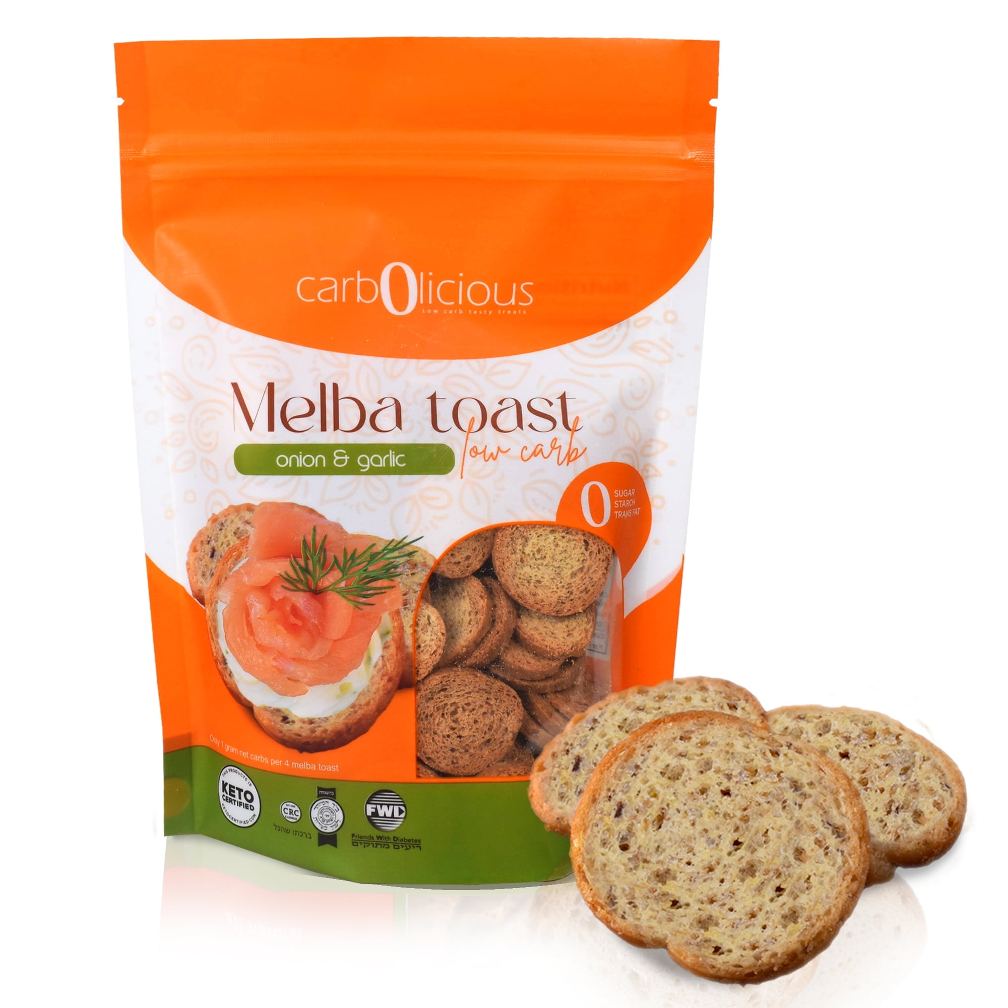 Carbolicious Keto Friendly Low Carb Melba Toast, Onion & Garlic Flavor ...
