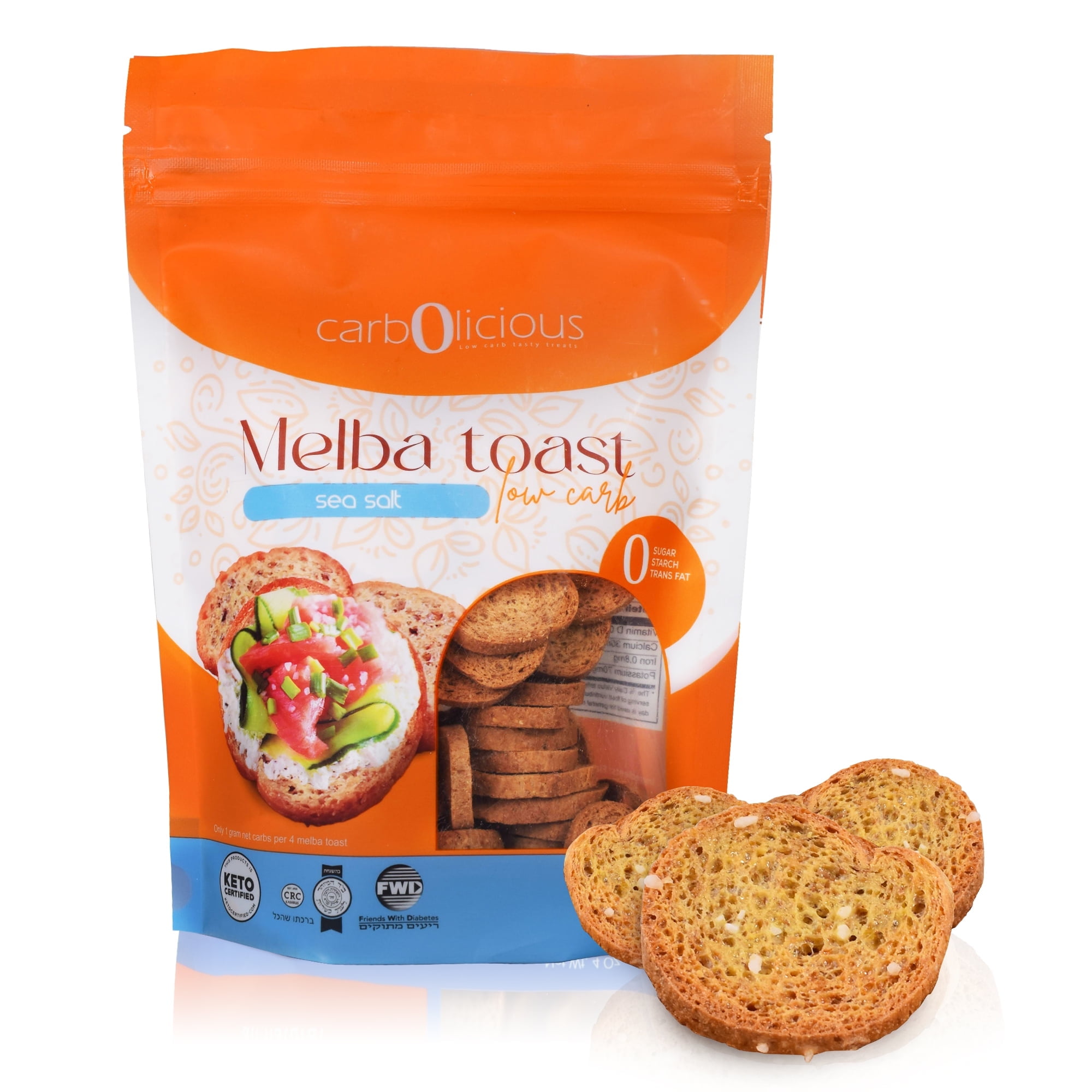 Carbolicious Low Carb Melba Toast, Sea Salt, Keto Snacks, Crunchy Snack ...