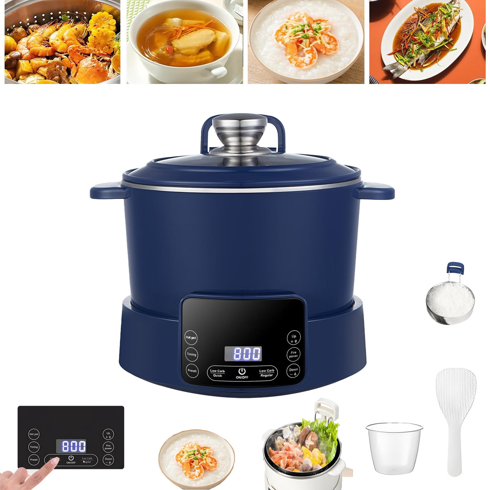 Low Carb Rice Cooker 3L 700W Sugar-Reducing Stainless Steel Rice Maker ...