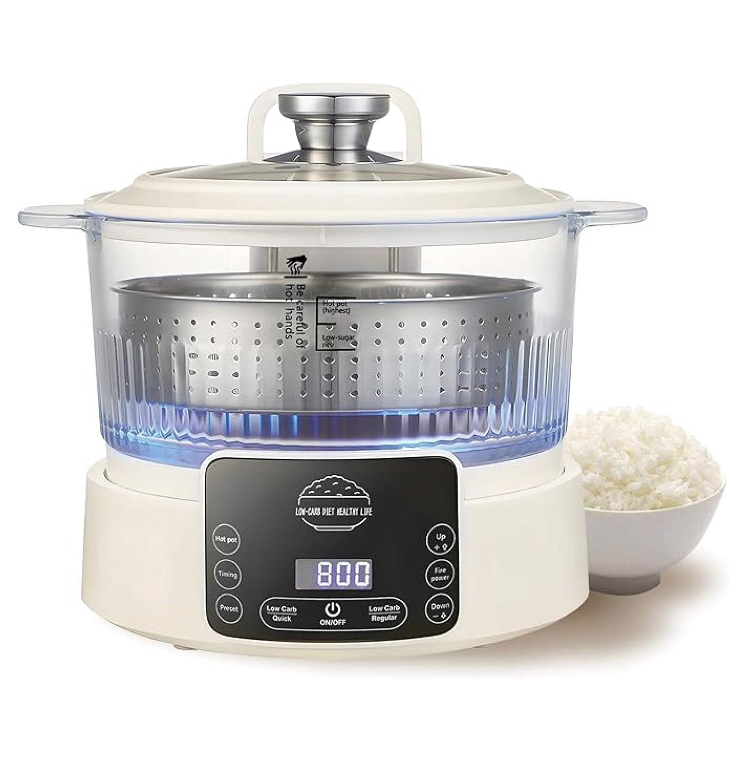 Low Carb Rice Cooker,3L Multifunction Low Sugar Rice Cooker Small ...