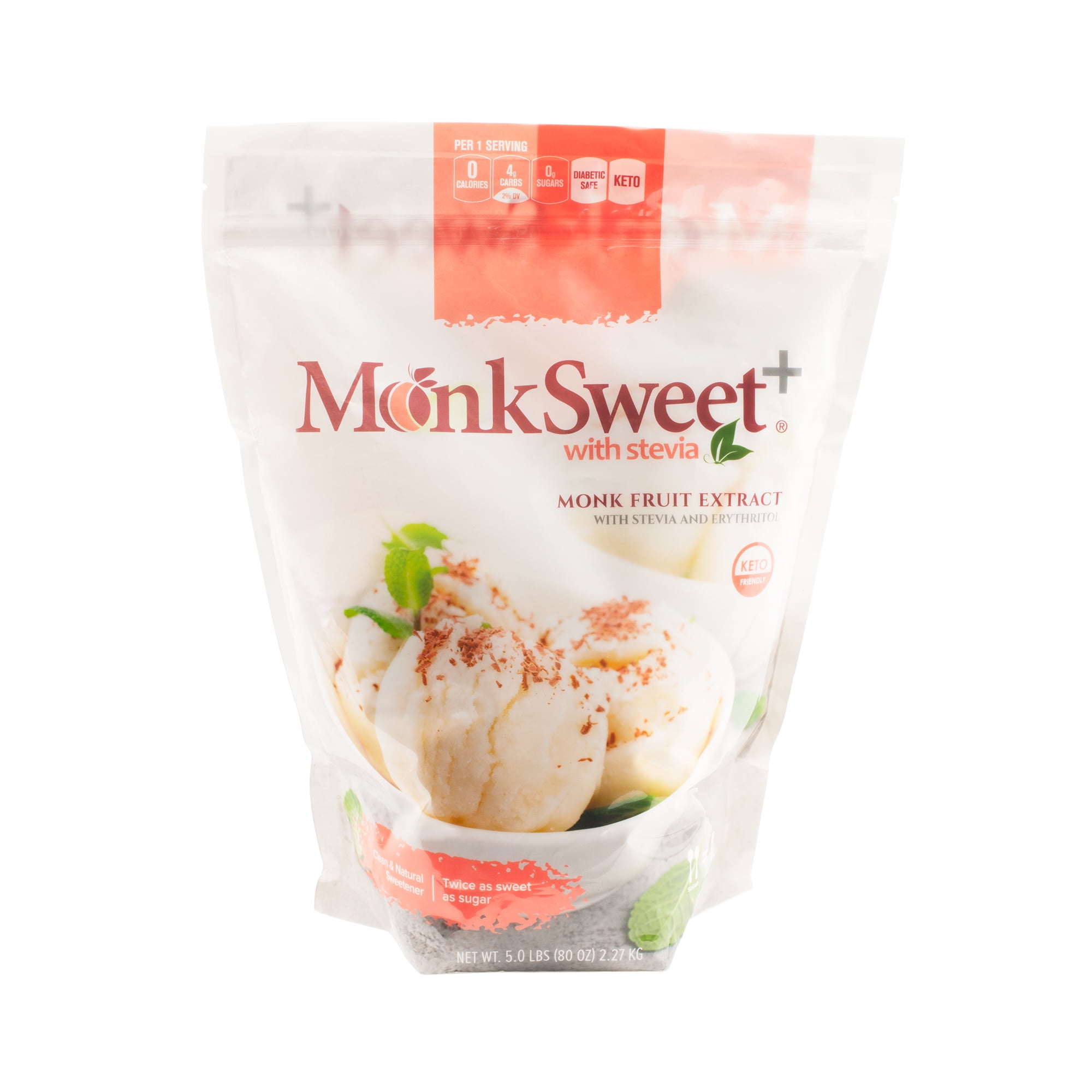 MonkSweet Plus Keto Sweetener - 5 lb Bag, Monk Fruit, Stevia ...