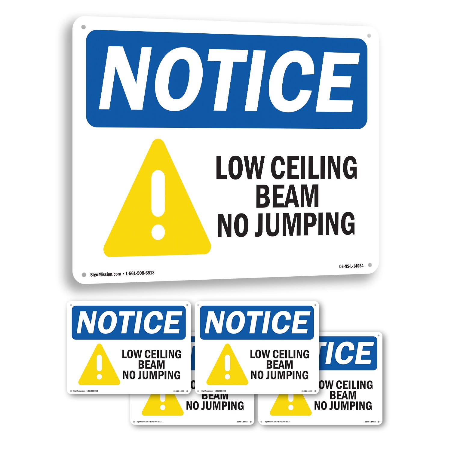 Low Ceiling Beam No Jumping OSHA Notice Rigid Plastic Sign 18 Inch x 12 ...