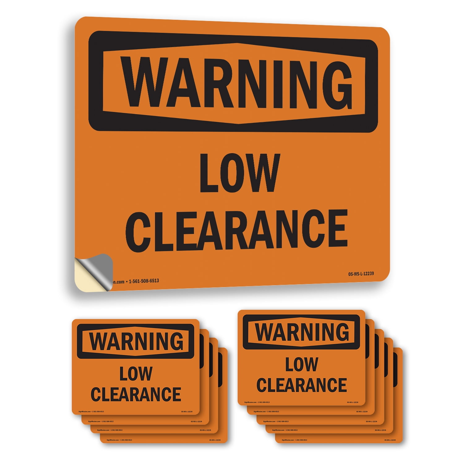 Low Clearance OSHA WARNING Vinyl Decal Label 24 Inch x 18 Inch - 10 ...