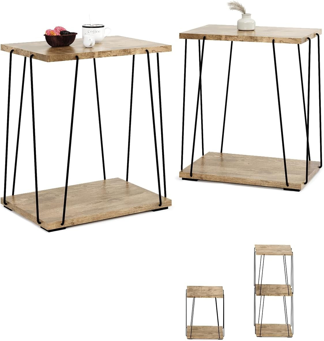 Low End Tables Set of 2, Small Side Table, Modern Nightstand, for ...