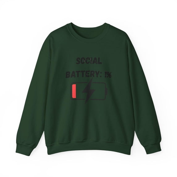 Low Energy Social Battery 1% Icon Minimal Graphic Crewneck SWEATSHIRT ...