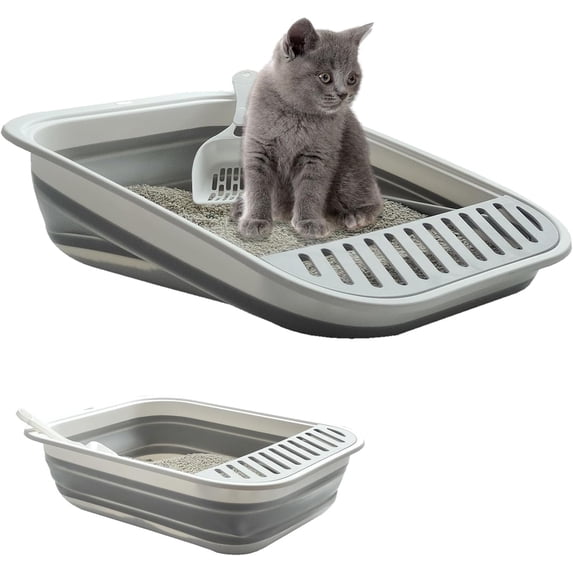 Low Entry Kitten Litter Box, Collapsible Shallow Litter Box Senior Cats ...