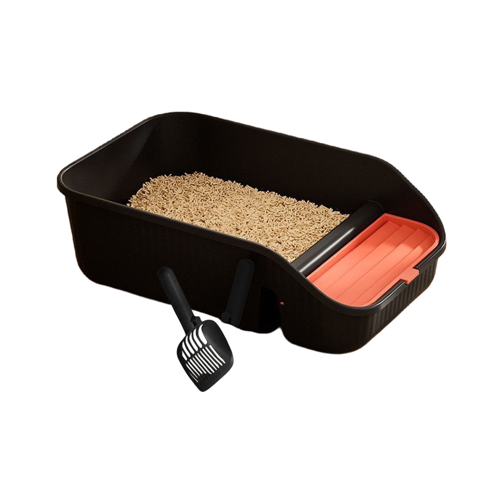 Low Entry Litter Box with Shovel, High Sides Anti-Spill PP Tray for ...