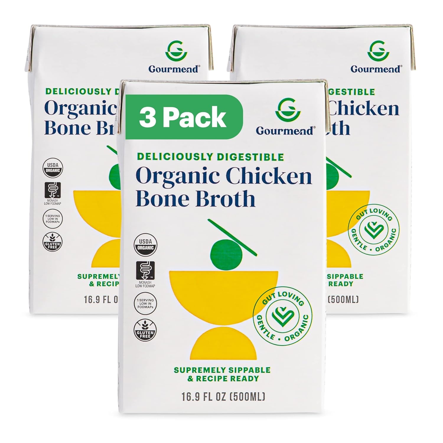 Low Fodmap Certified Unsalted 16.9Oz Organic Chicken Broth From Foods ...