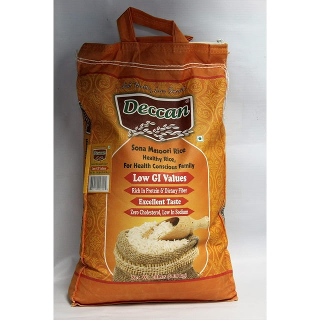 Low GI Values, Zero Cholesterol, Low in Sodium Sona Masoori Rice - 10lb ...