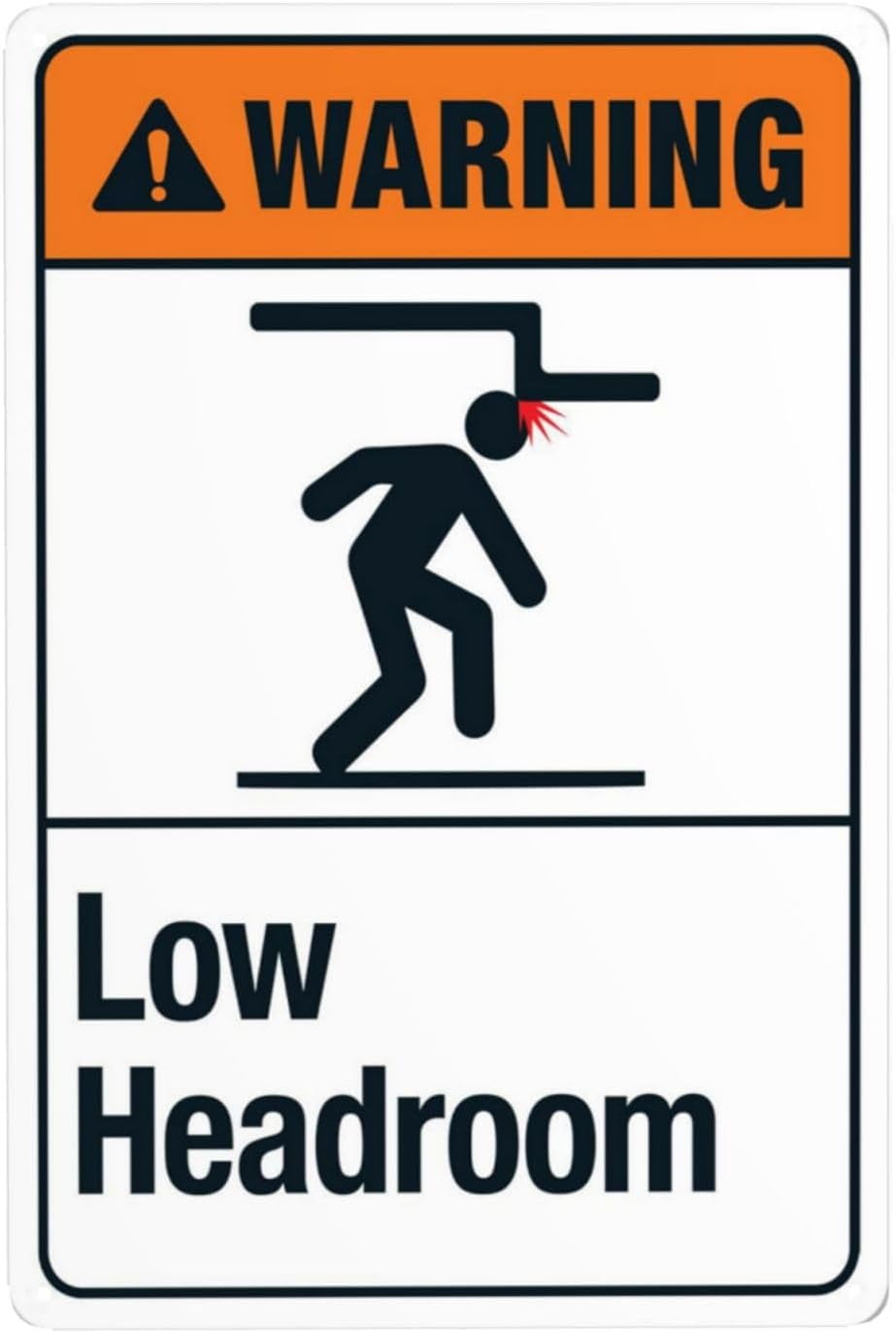 Low Headroom Metal Warning Sign, Caution Security Poster 12 x 8 Inch ...