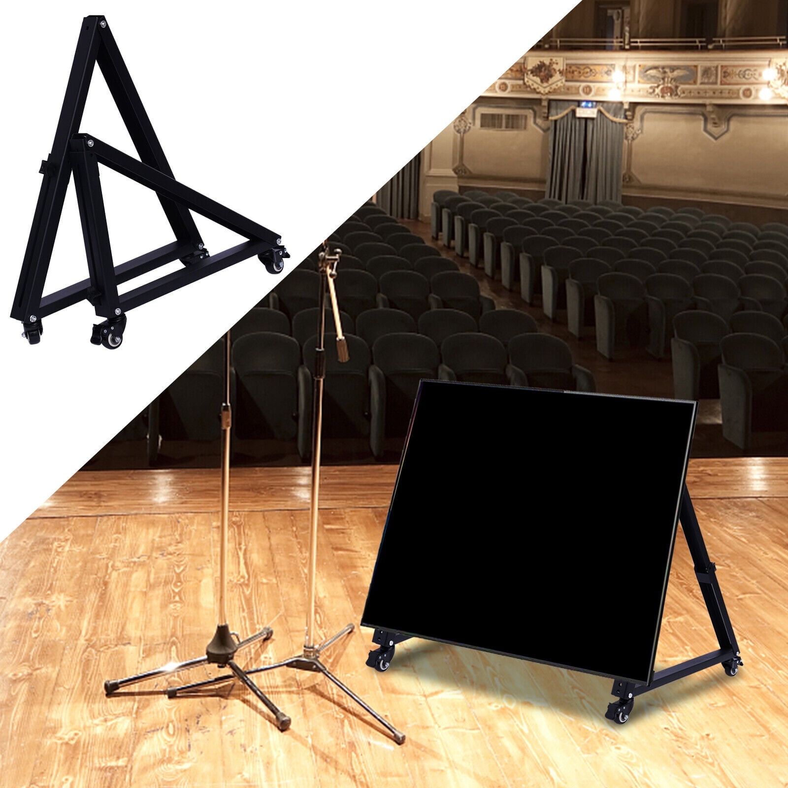 Low Height Mobile TV Stand,Monitor Floor Stand Cart,Rolling TV Mount ...