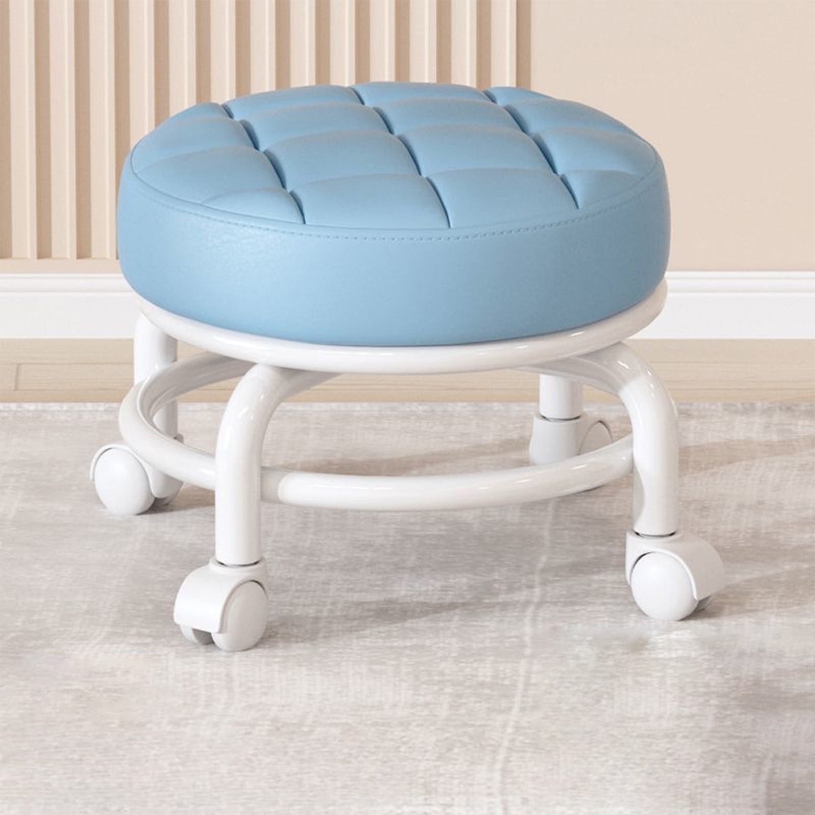 Low Height Rolling Stool with 360° Swivel Wheels, Round Stool, Mobile ...