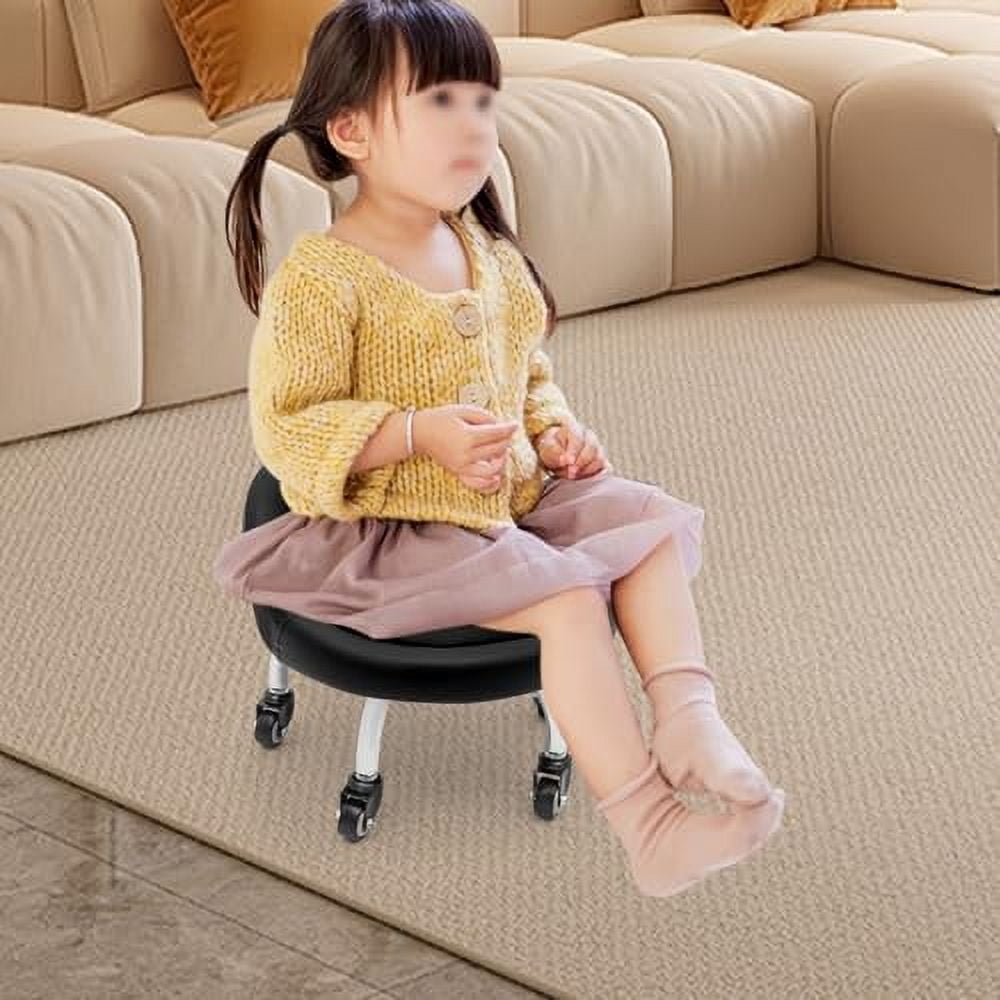 Low Height Rolling Stool with Wheels, 220lbs Low Roller Seat Stool Short Small Stool Chair ...