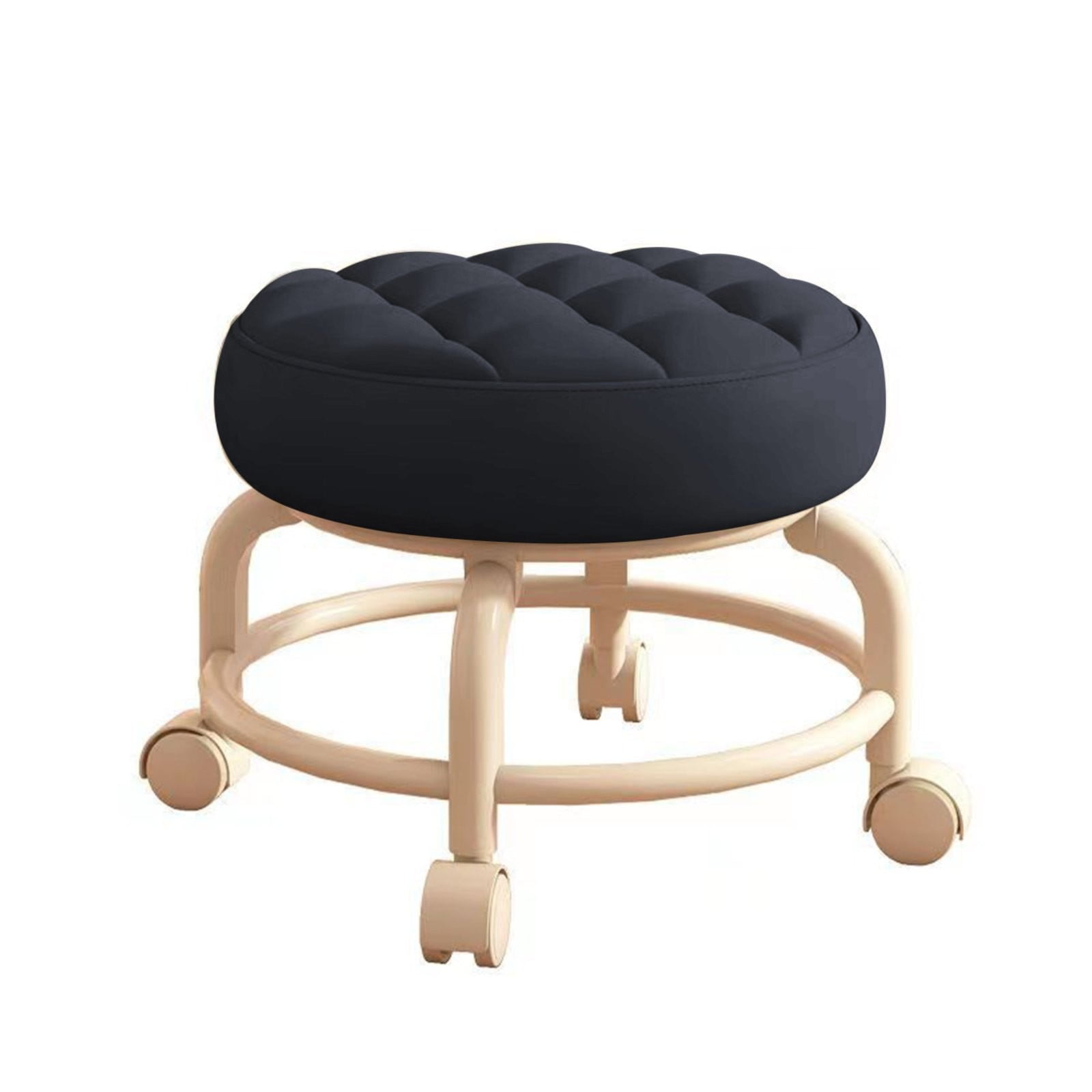 Low Height Rolling Stool with Wheels Round Swivel Chair Mobile Roller ...