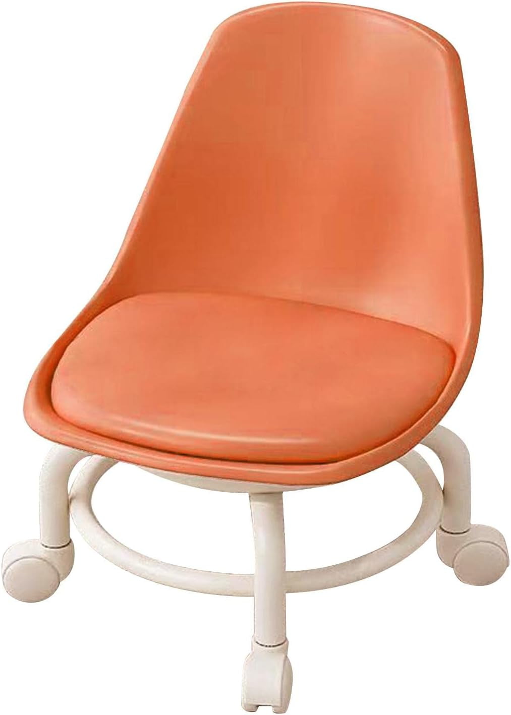 Low Height Rolling Stool with Back 17.7inch Tall Small Roller Stool ...