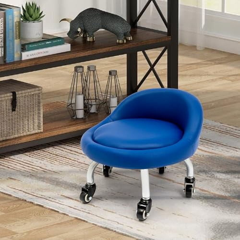 Low Height Rolling Stool with Wheels, 220lbs Capacity, Blue, Modern ...