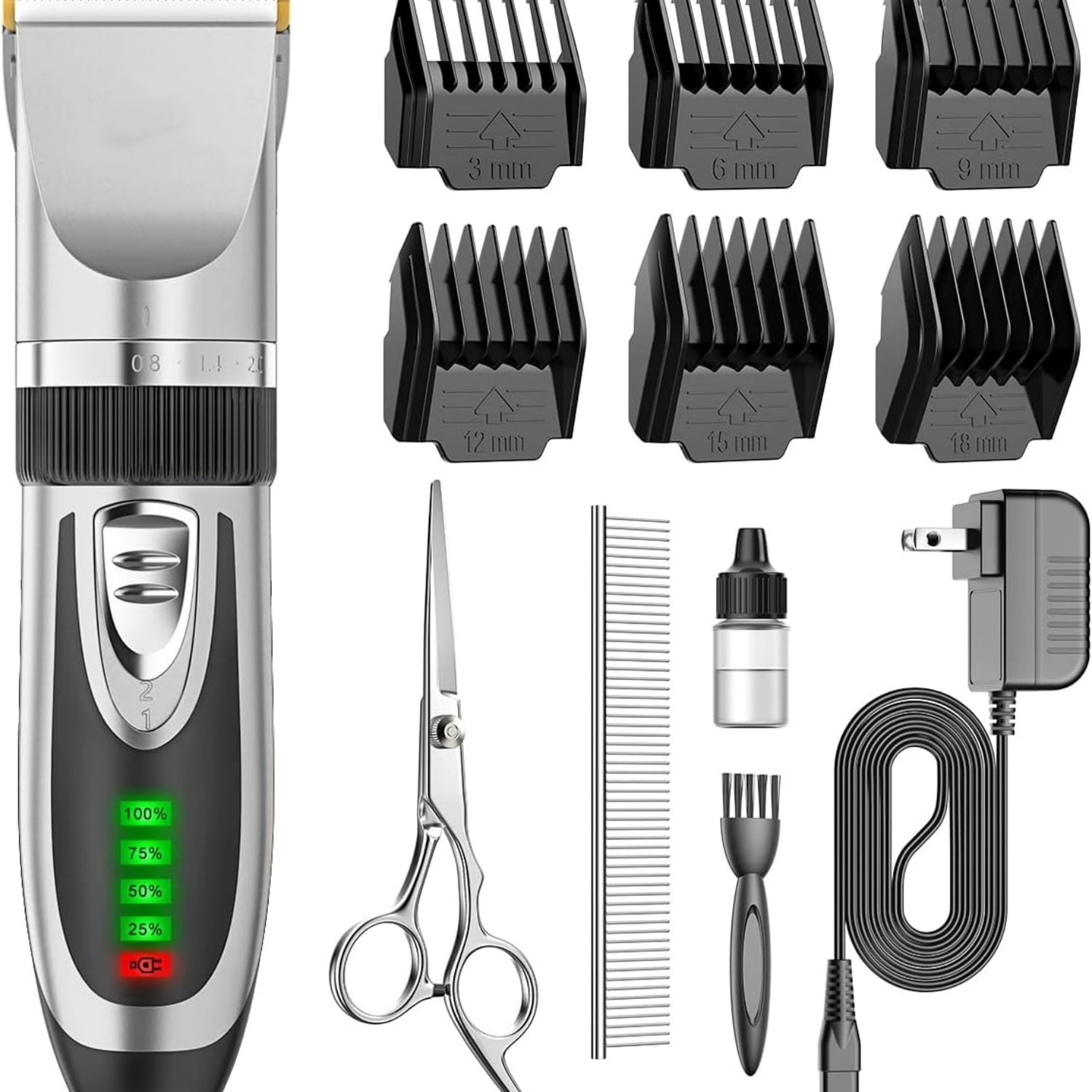 Low Noise 2-Speed Quiet Dog Grooming Kit - Rechargeable Cordless Pet ...
