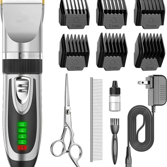 Low Noise 2-Speed Quiet Dog Grooming Kit - Rechargeable Cordless Pet ...