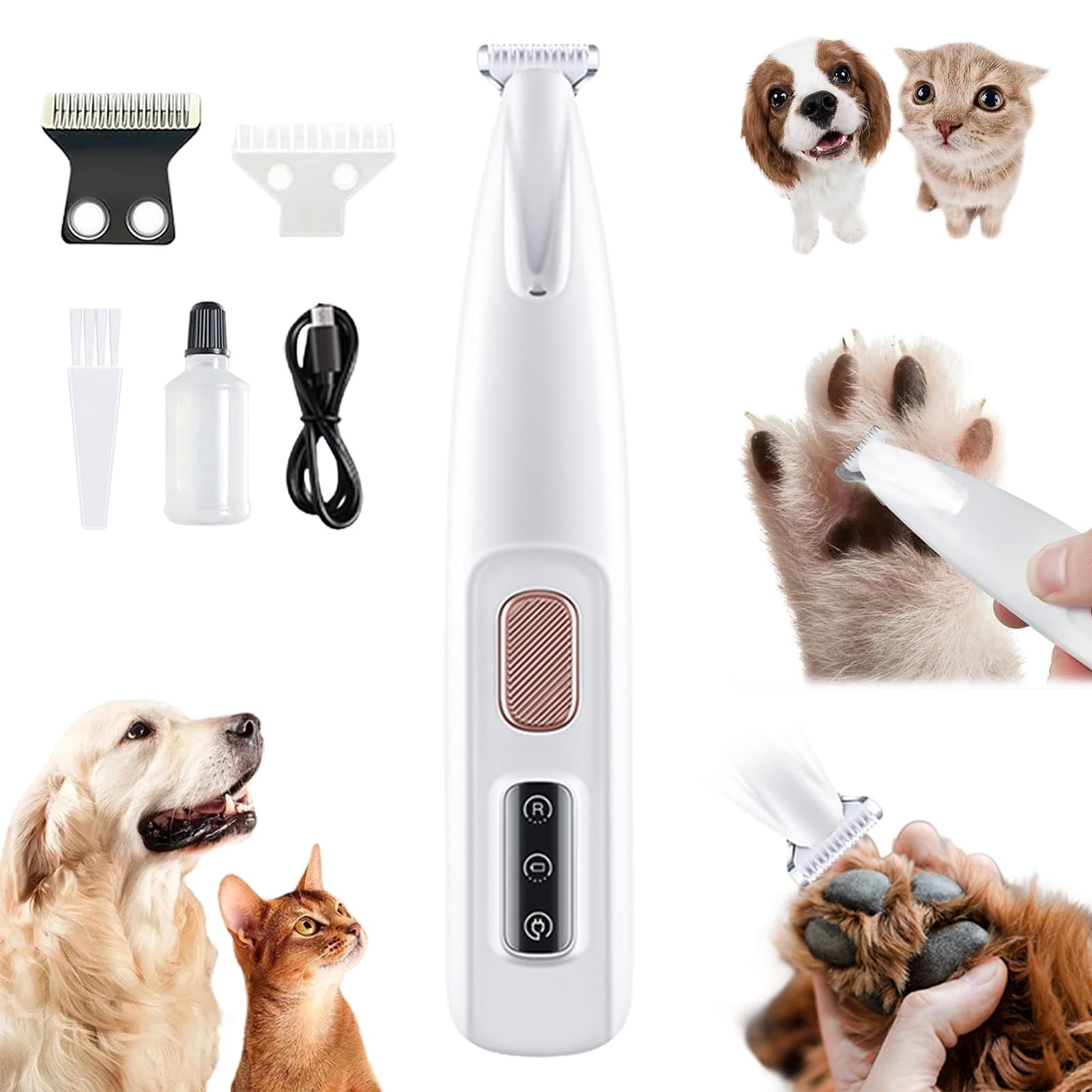 Low-Noise Dog Paw Trimmer Kit Electric Cat Hair Grooming Clippers Set ...