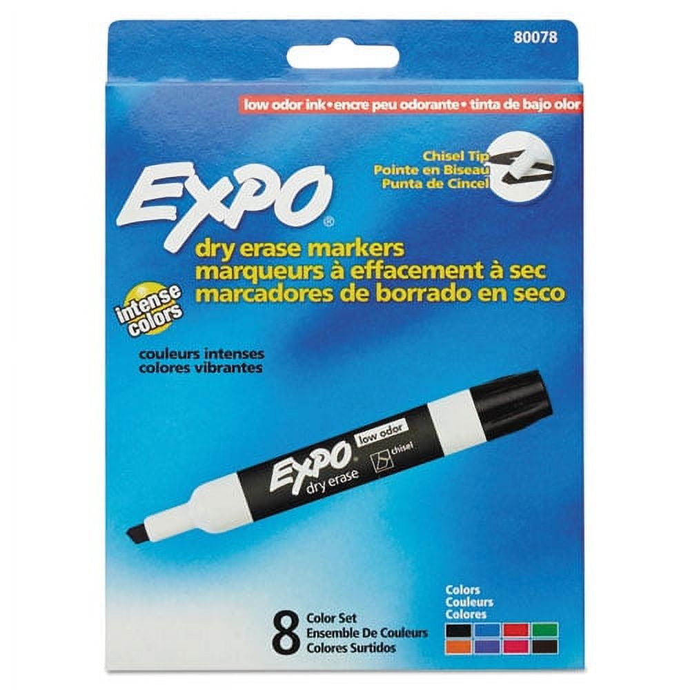 Low-Odor Dry-Erase Marker, Broad Chisel Tip, Assorted Colors, 8/set ...