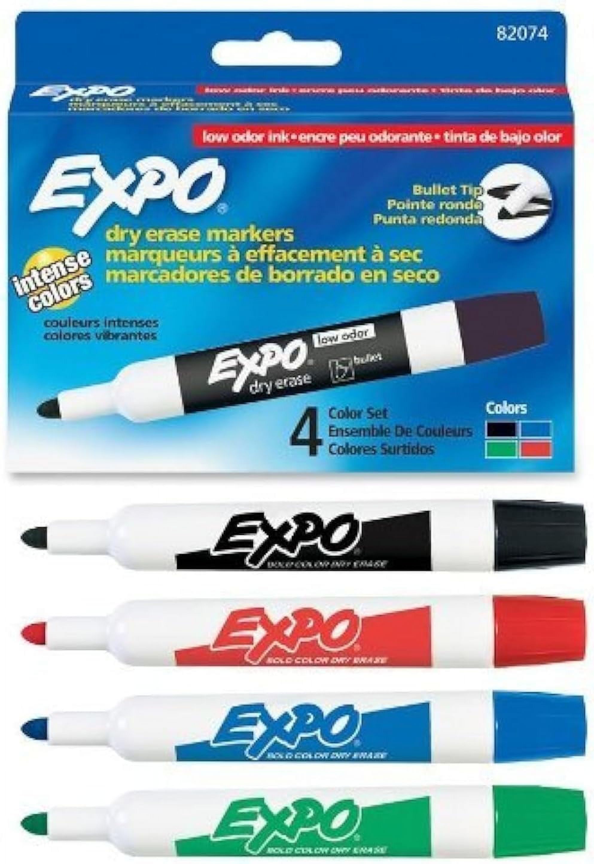 Low-Odor Dry Erase Markers, Bullet Tip, Assorted Colors, 12 Packs of 4 ...