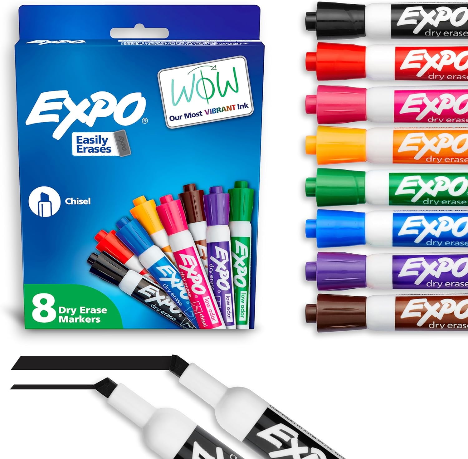Low Odor Dry Erase Markers Chisel Tip Assorted Colors 8 Count - Walmart.com