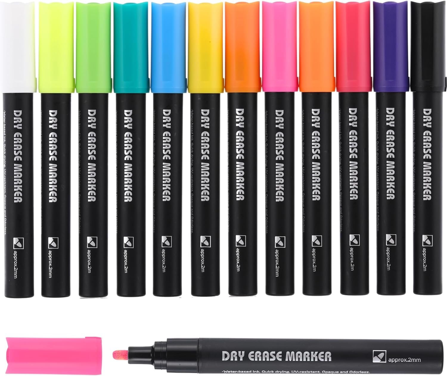 Low Odor Dry Erase Markers - Tip Whiteboard Markers 12 Colors for LED ...