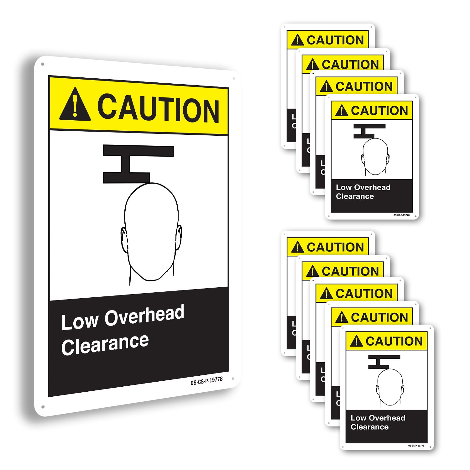 Low Overhead Clearance ANSI Caution Aluminum Sign 14 Inch x 10 Inch ...