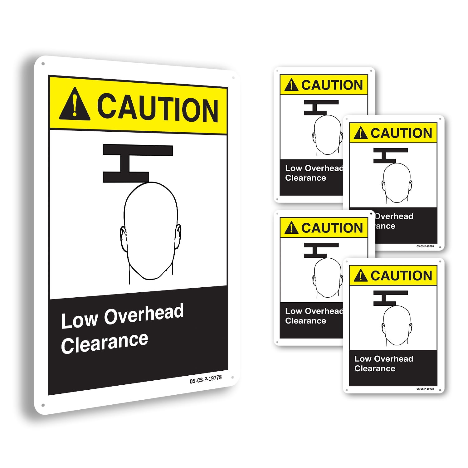 Low Overhead Clearance ANSI Caution Aluminum Sign 24 Inch x 18 Inch - 5 ...