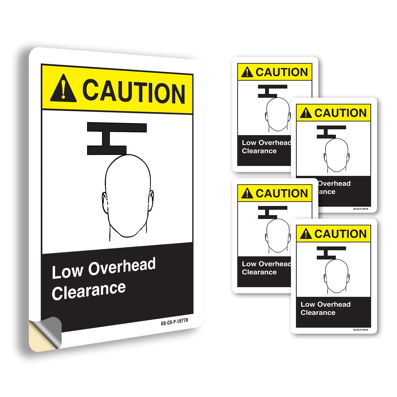 Low Overhead Clearance ANSI Caution Vinyl Decal Label 24 Inch x 18 Inch ...