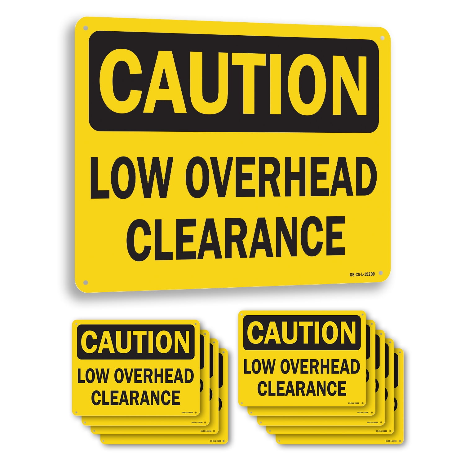 Low Overhead Clearance OSHA Caution Rigid Plastic Sign 18 Inch x 12 ...