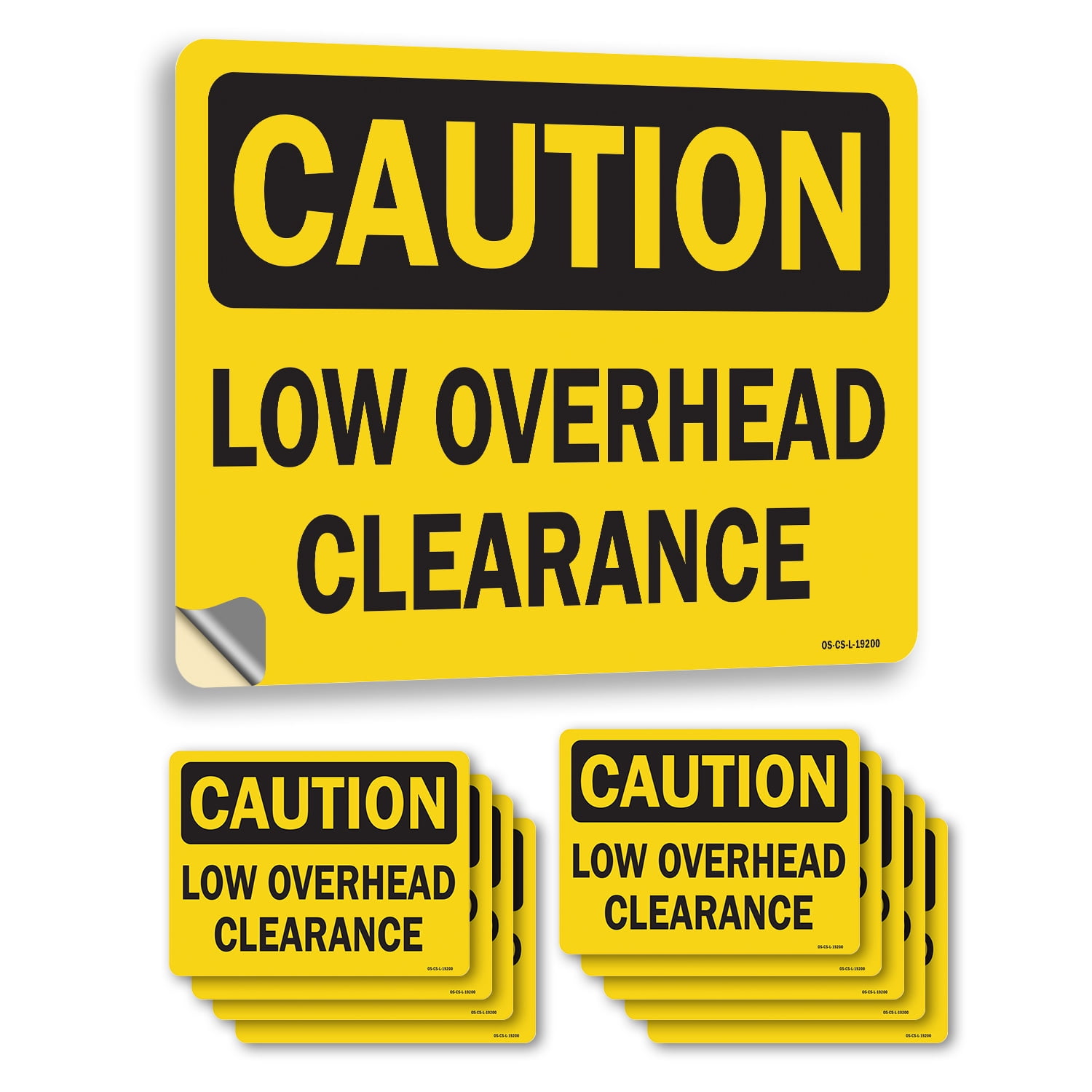 Low Overhead Clearance OSHA Caution Vinyl Decal Label 18 Inch x 12 Inch ...