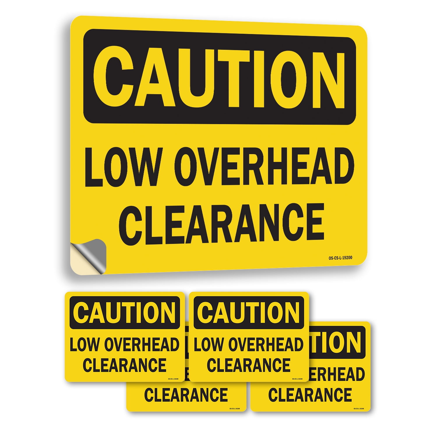 Low Overhead Clearance OSHA Caution Vinyl Decal Label 18 Inch x 12 Inch ...