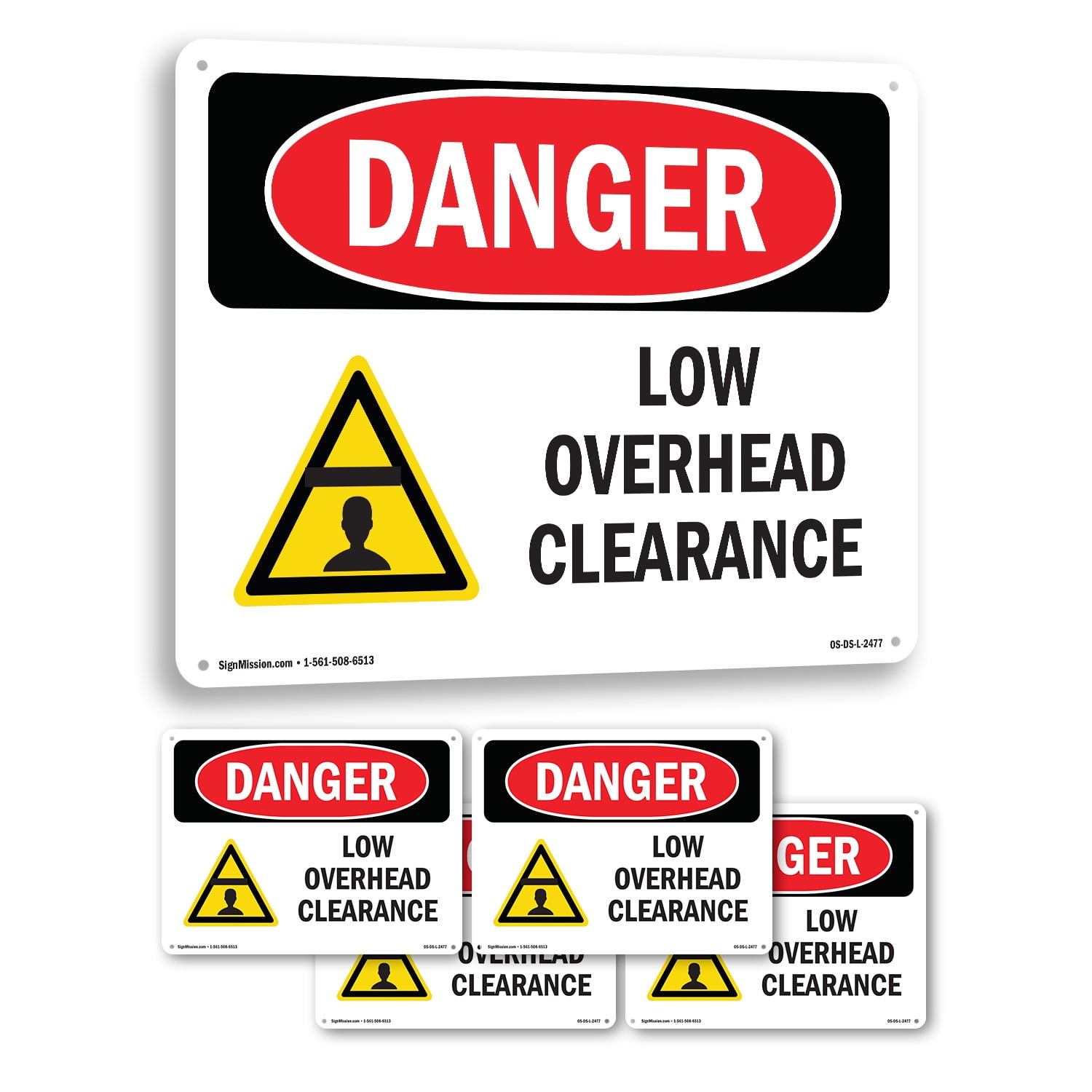 Low Overhead Clearance OSHA Danger Aluminum Sign 18 Inch x 12 Inch - 5 ...