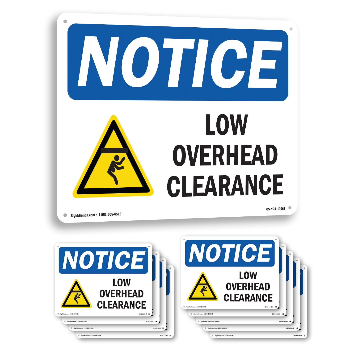 Low Overhead Clearance OSHA Notice Rigid Plastic Sign 24 Inch x 18 Inch ...