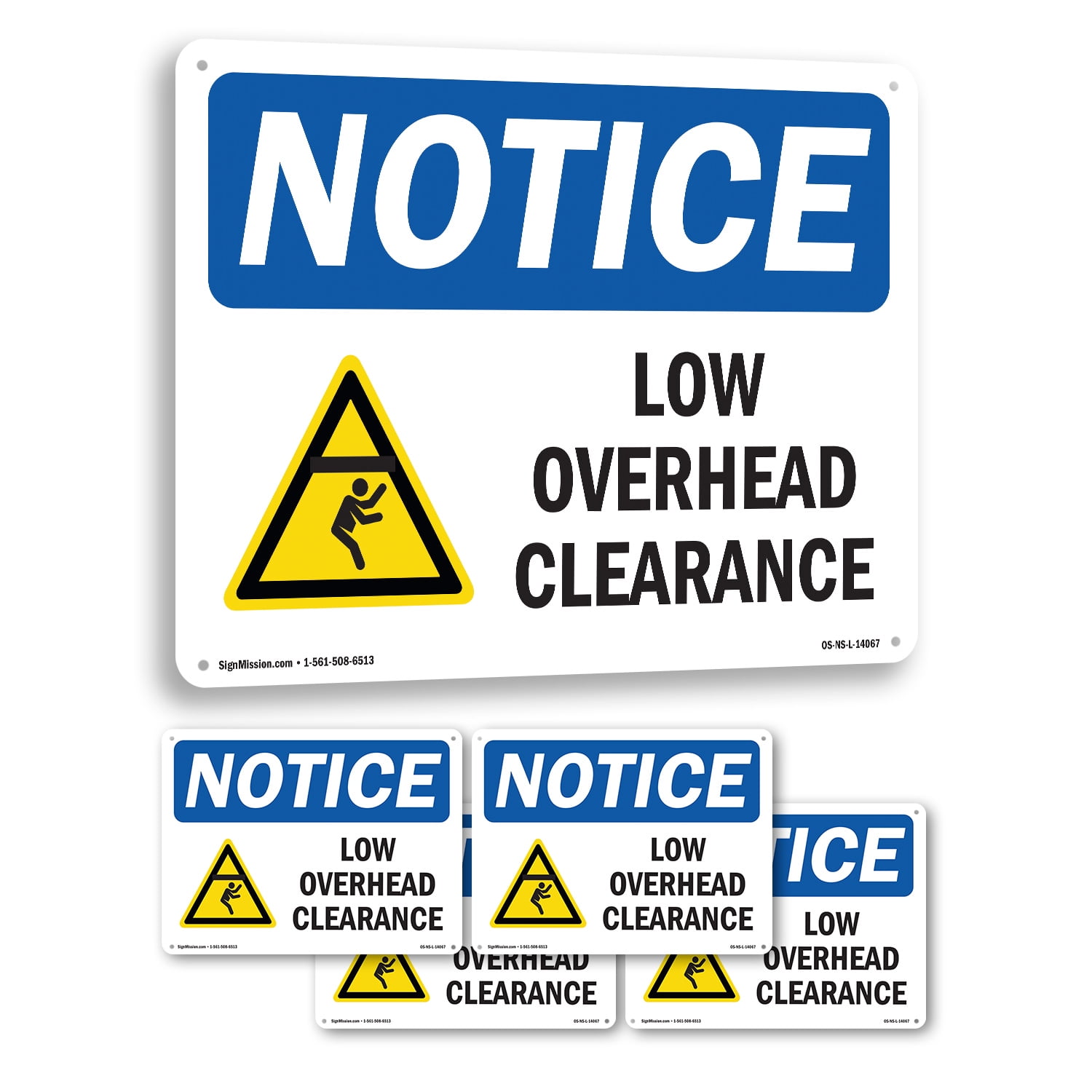 Low Overhead Clearance OSHA Notice Rigid Plastic Sign 24 Inch x 18 Inch ...