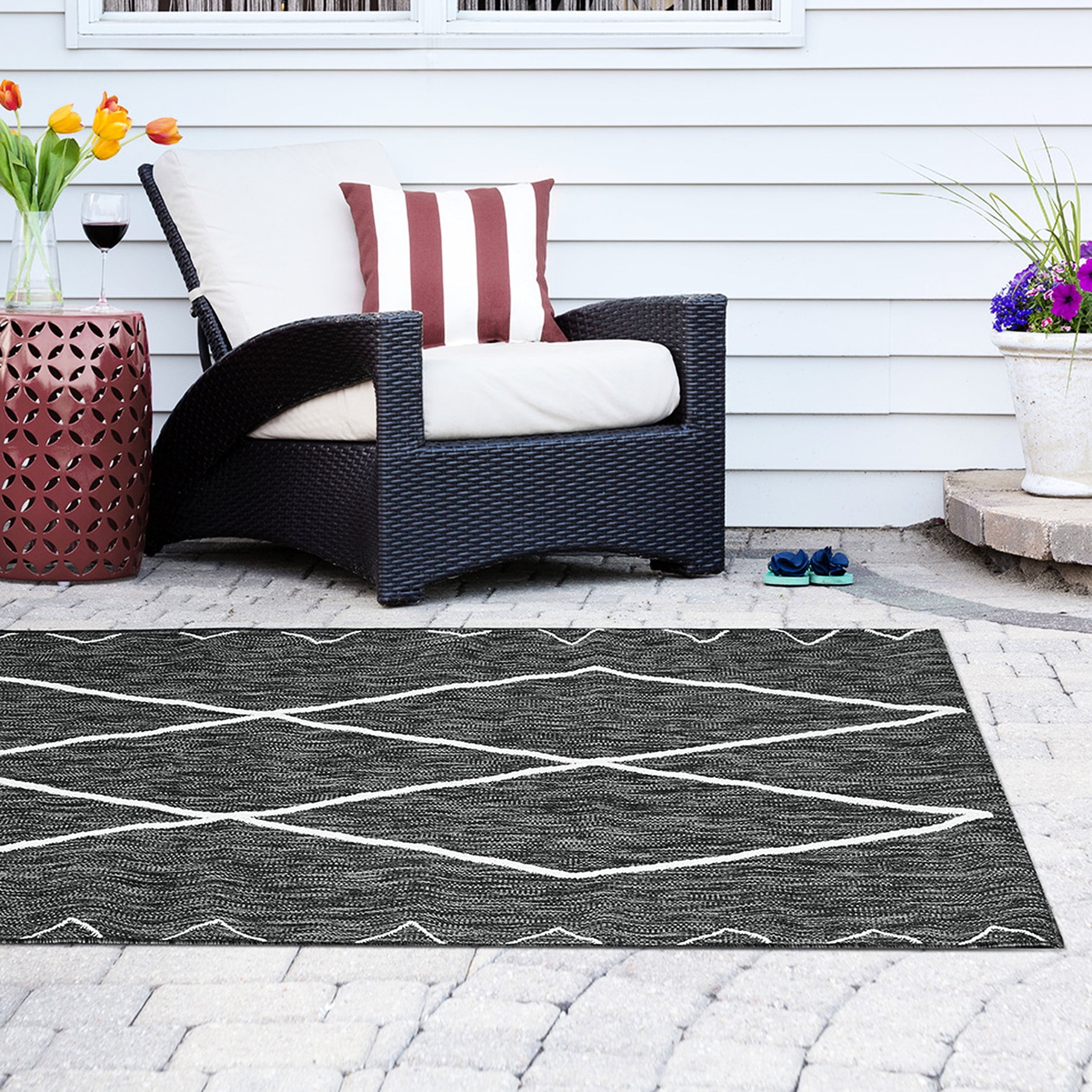 Low - Pile Polypropylene Rug+Global Aesthetic"-"Indoor Hallways/Outdoor ...
