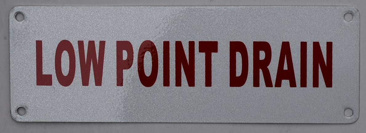 Low Point Drain Sign (White, Reflective !!, Aluminium 2X6)(ref-2022-4 ...