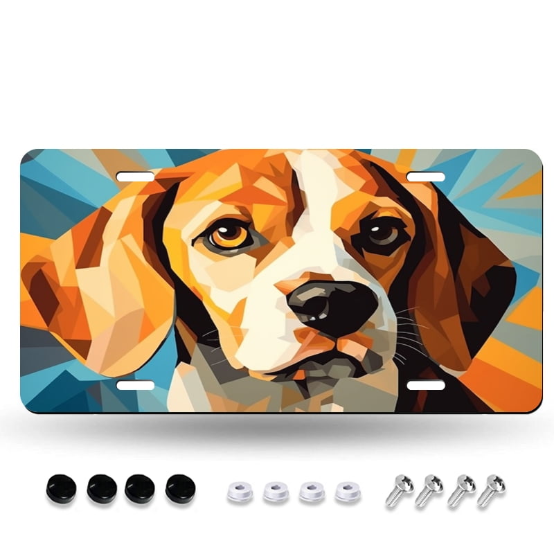 Low - Poly Style Portrait of a Beagle License Plate Frame, Decorative ...