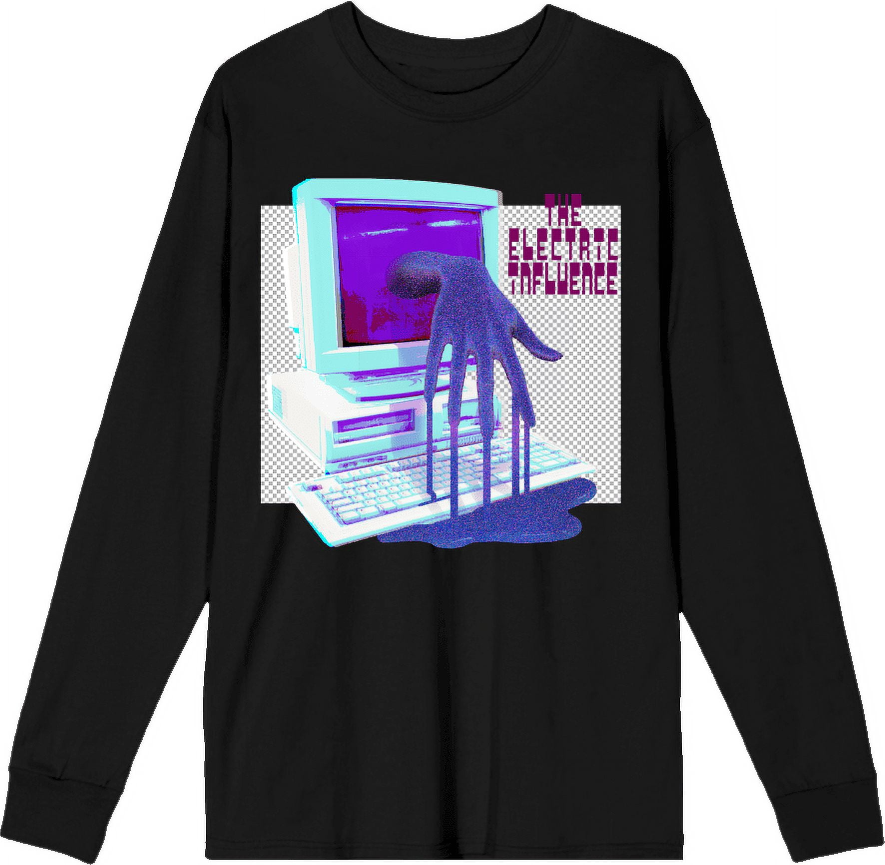 Low Poly Y2K Trend The Electric Influence Adult Black Crew Neck Long ...