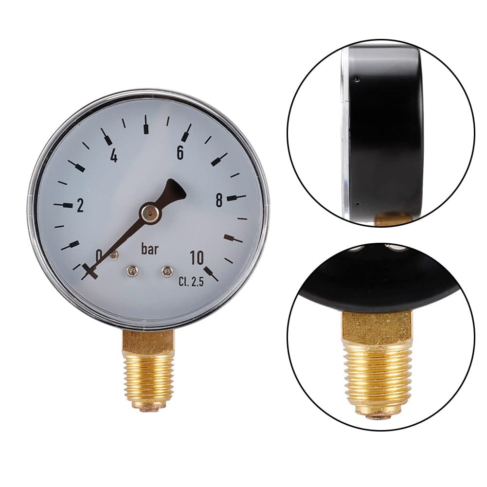 Low Pressure Gauge For Fuel Air Oil Or Water 0-10Bar Bottom Mount 1/4 Npt Thread YIWEI - Walmart.com