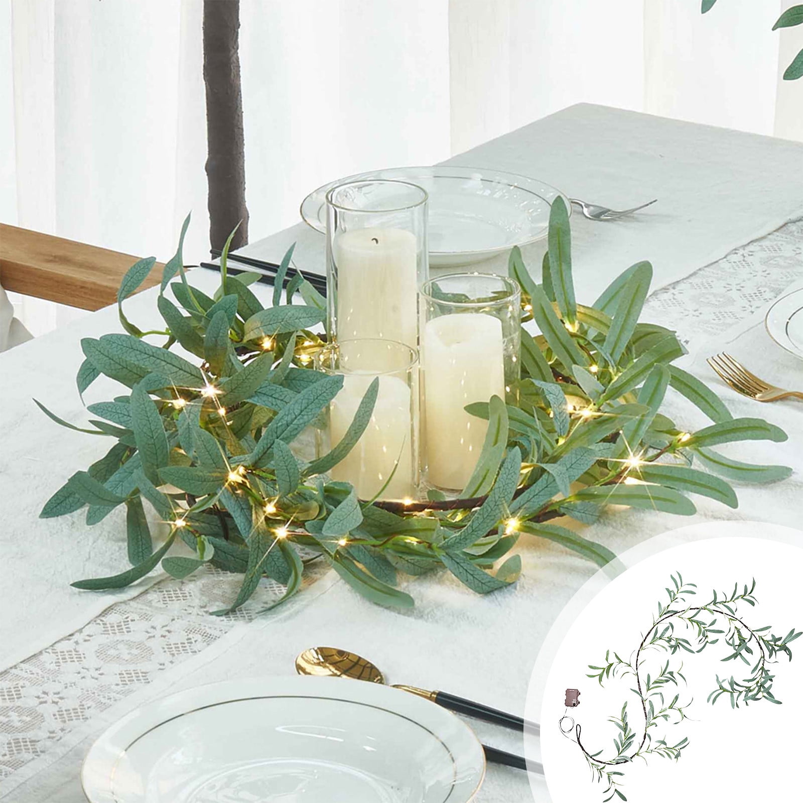 Low Price Guarantee, Faux Magnolia Garland, Battery Operated Lights ...