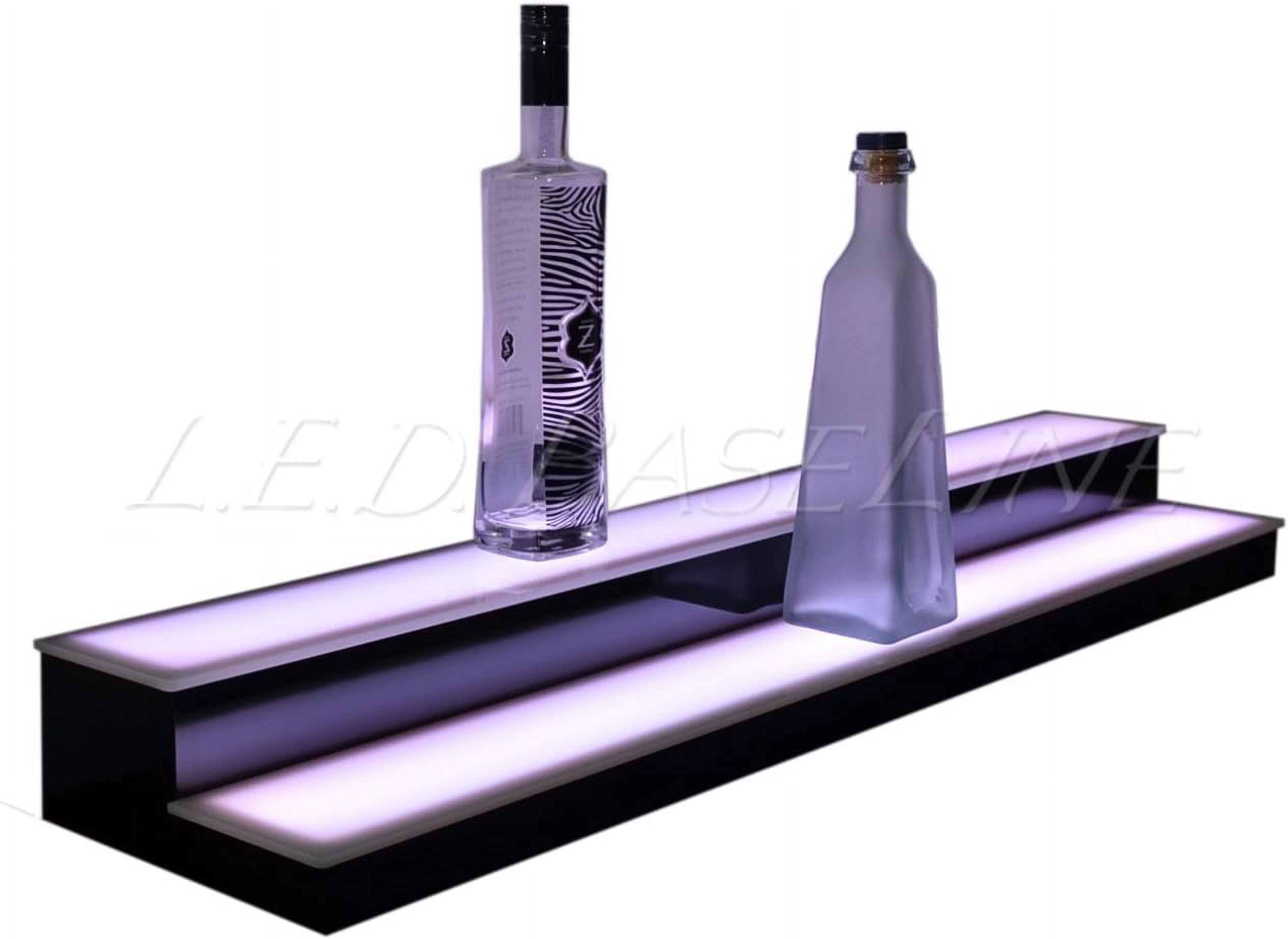 Low Profile 2 Step Lighted Liquor Bottle Display Shelf with LED Color ...
