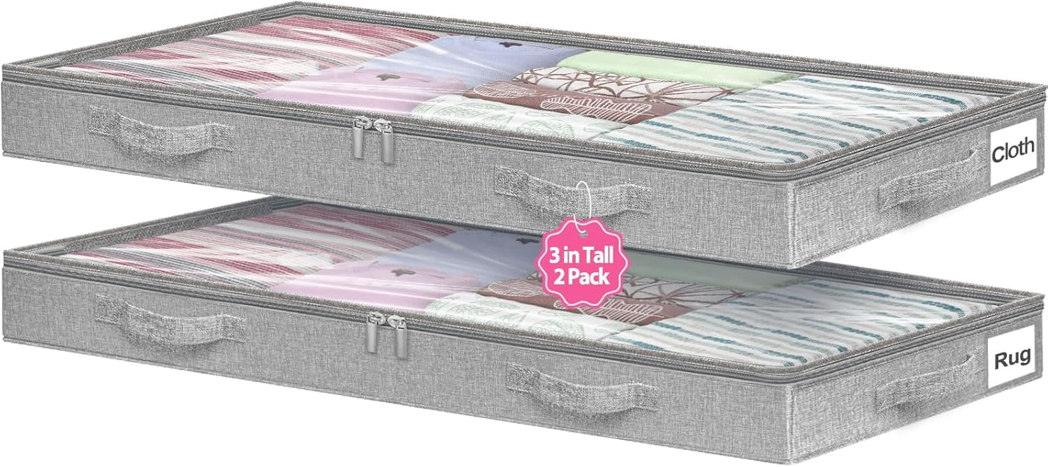Low Profile Under Bed Storage, 3 Inches High Underbed Storage ...