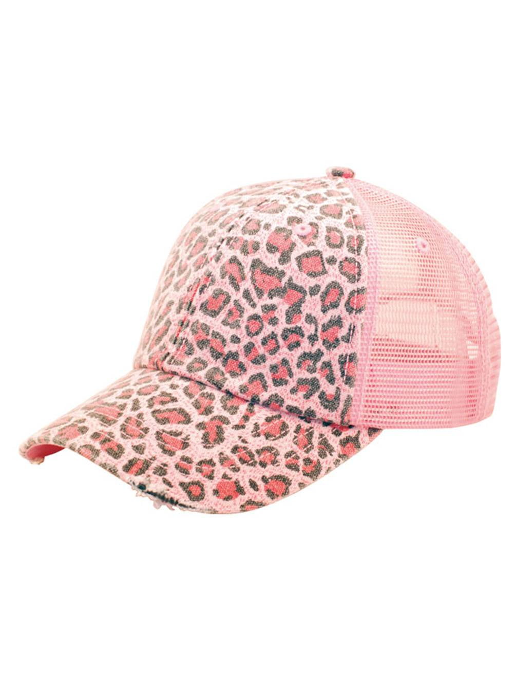 Low Profile Canvas Leopard Print Mesh Trucker Cap, Pink - Walmart.com