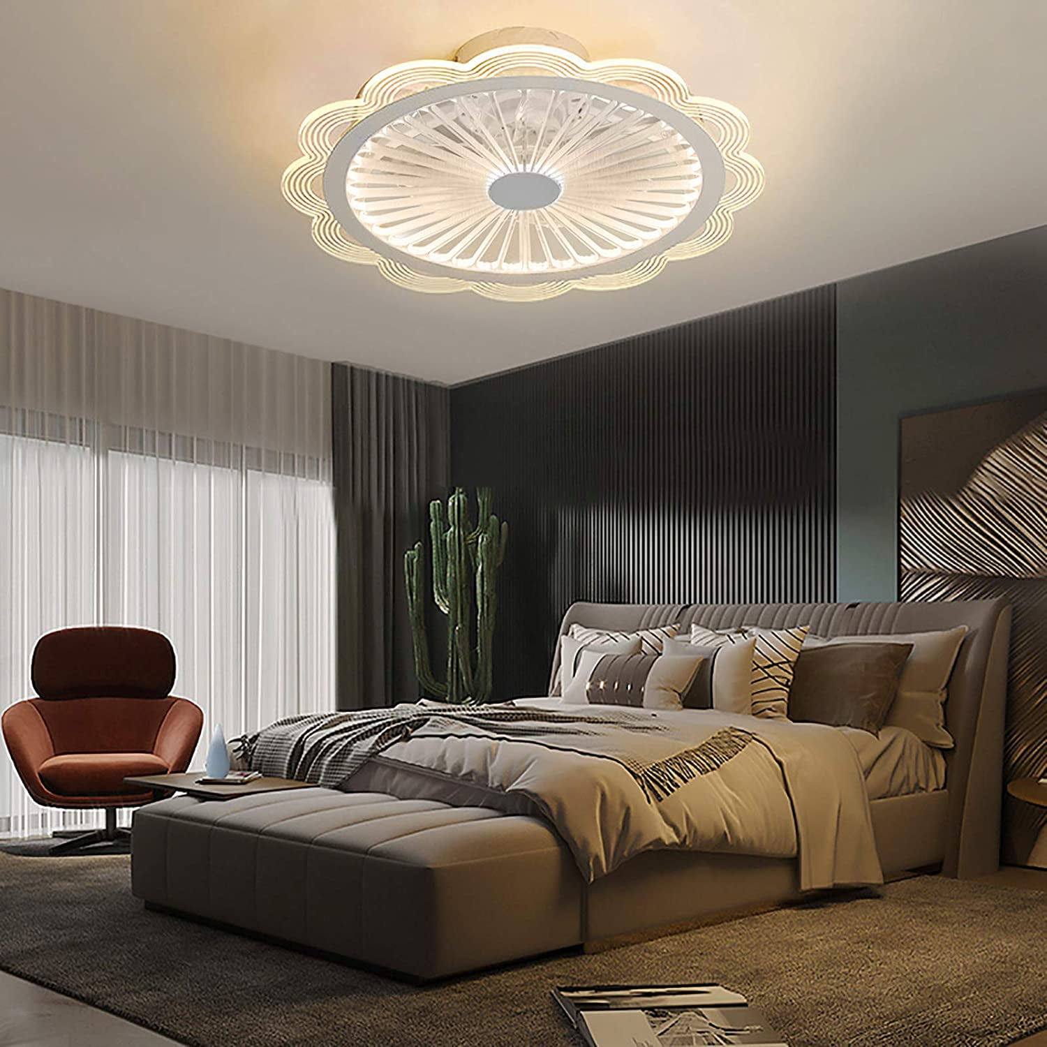 Low Profile Ceiling Fan with Light and Remote Control 3 Light Color 3 ...