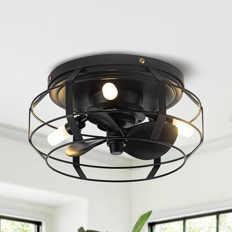Low Profile Ceiling Fans with Lights and Remote, 12 Inch Bathroom Fans ...