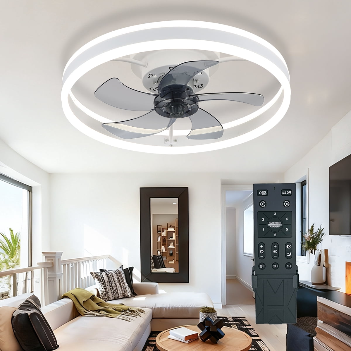 Low Profile Ceiling Fans with Lights and Remote, 20 in Flush Mount ...